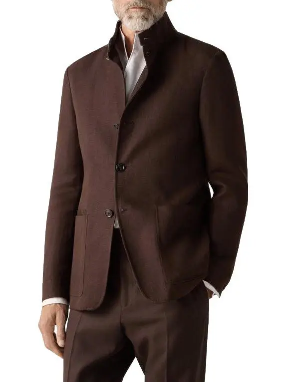 Zegna Oasi Lino Il Conte Jacket - Dark Brown