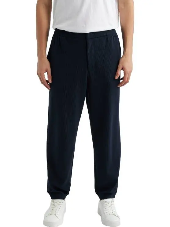 Emporio Armani Textured Jersey Joggers - Solid Blue Navy