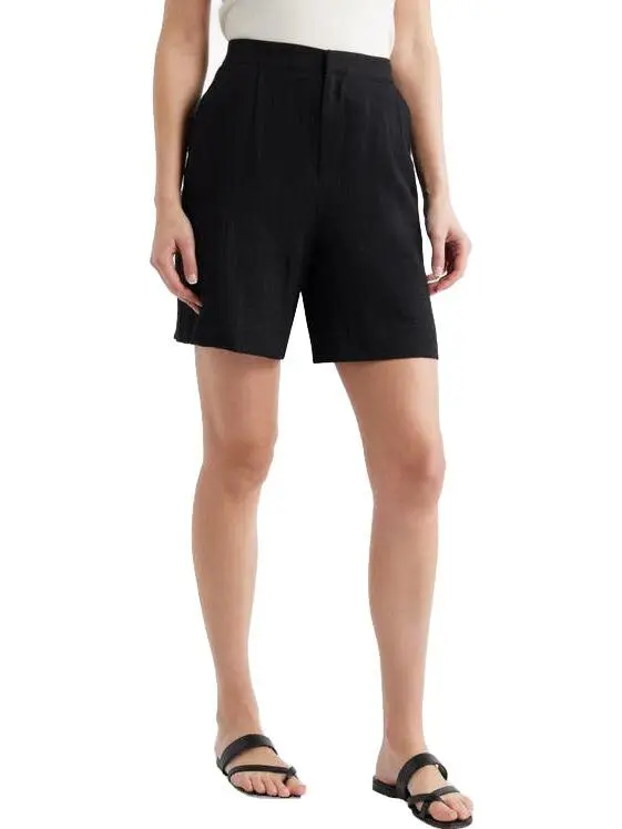 CITY BLUES Pleated Bermuda Shorts - Black