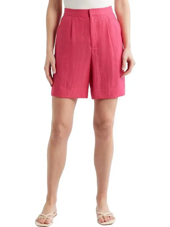 CITY BLUES Pleated Bermuda Shorts - Bright Rose