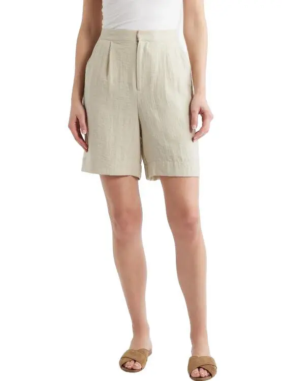 CITY BLUES Pleated Bermuda Shorts - Oyster