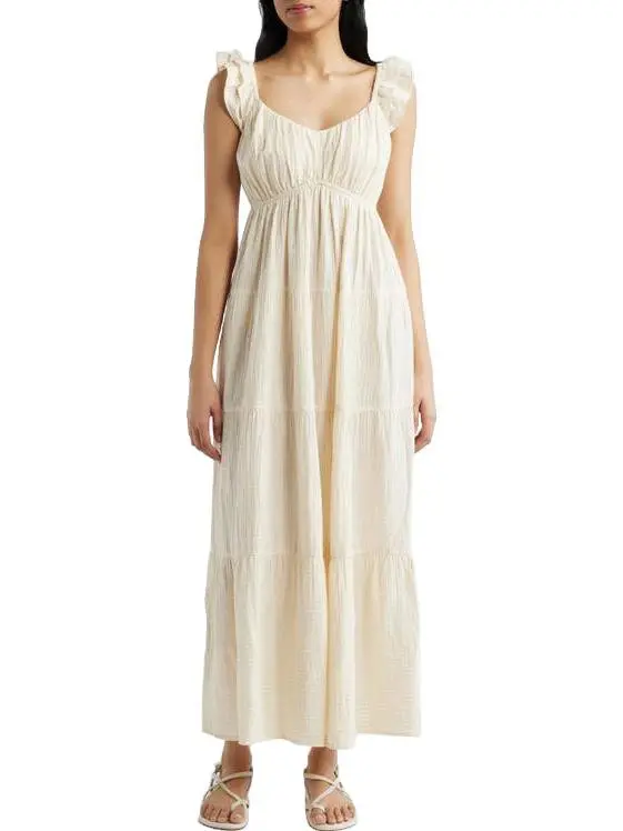 CITY BLUES Empire Waist Cotton Maxi Dress - Pearl