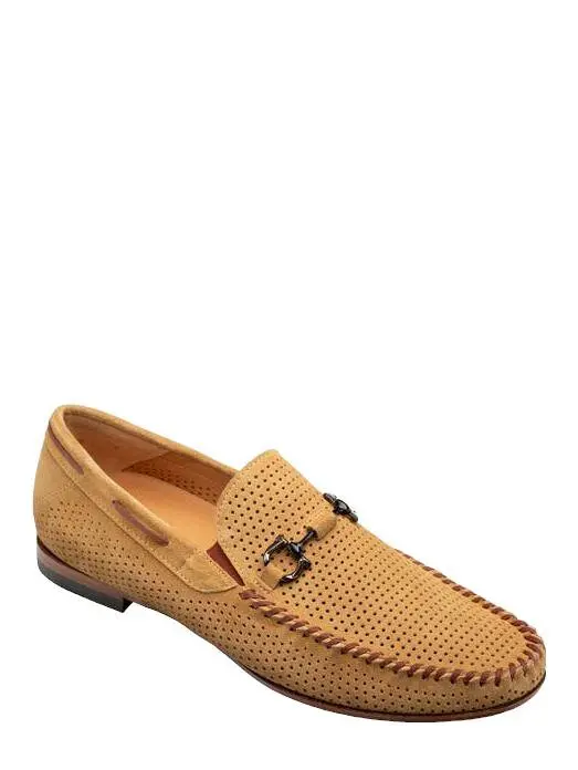 Mezlan Tarraco Perforated Suede Loafer - Camel