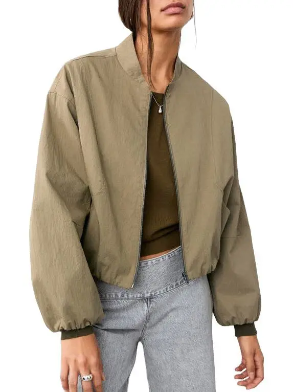 Mango Bomber Jacket - Beige