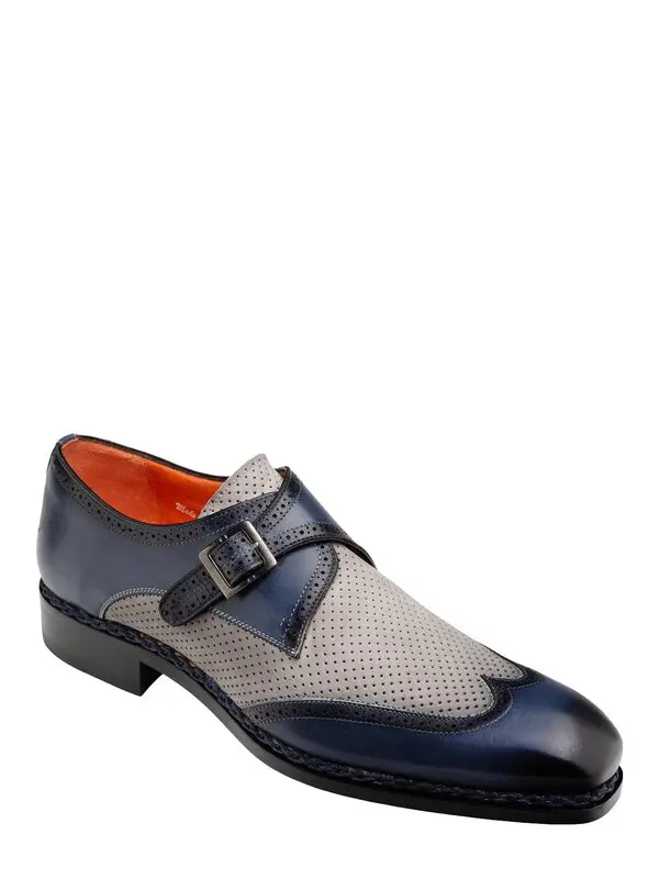Mezlan Blanes Monk Strap Shoe - Blue/grey