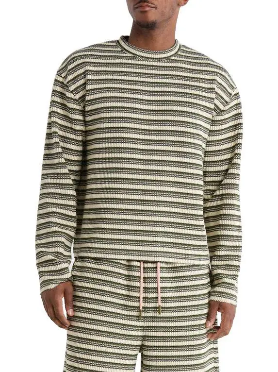HONOR THE GIFT Speak Stripe Cotton T-shirt - Olive