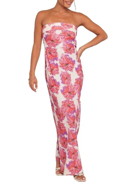 PETAL & PUP Floral Print Strapless Maxi Dress - Pink Floral