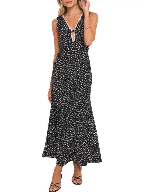 PETAL & PUP Sleeveless Floral Maxi Dress - Black Floral