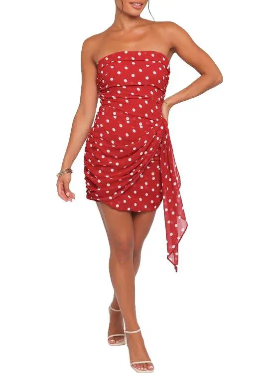 PETAL & PUP Polka Dot Strapless Minidress - Red Polka Dot