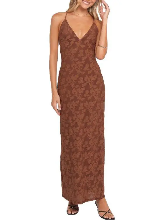 PETAL & PUP Floral Sleeveless Maxi Dress - Brown