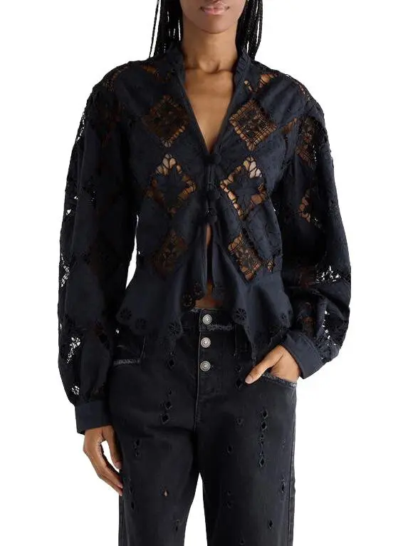 Isabel Marant Nina Embroidered Lace Shirt - Black