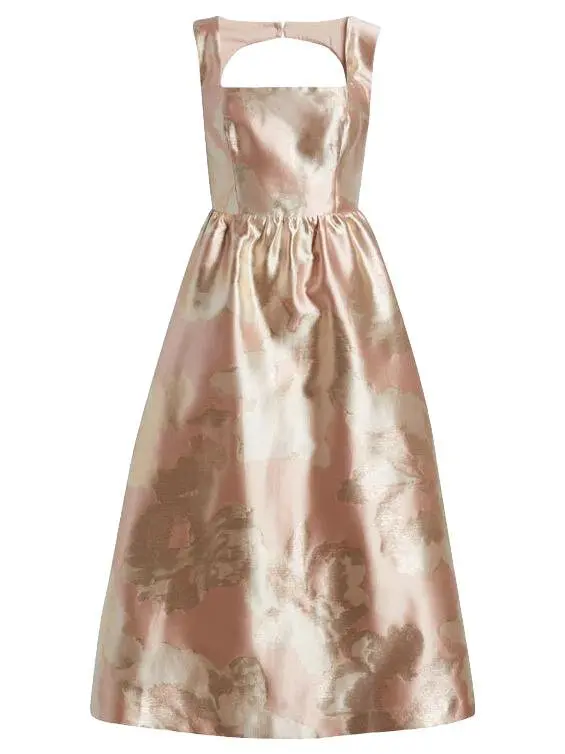 Anne Klein Metallic Floral Print Midi Dress - Blossom Multi
