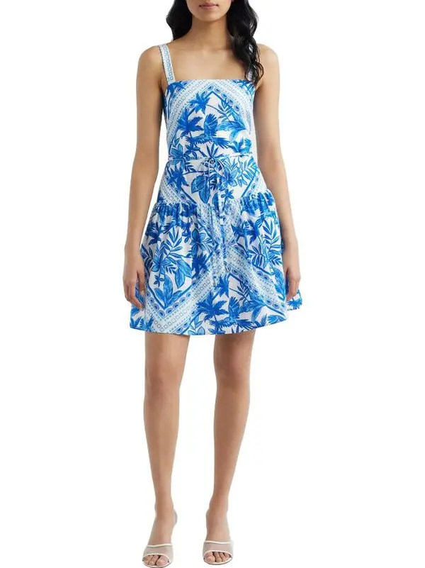 Julia Jordan Mixed Print Cotton Minidress - Blue Multi