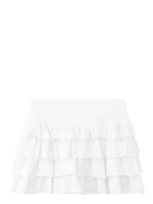 Mango Ruffled Stretch Cotton Miniskirt - Off White