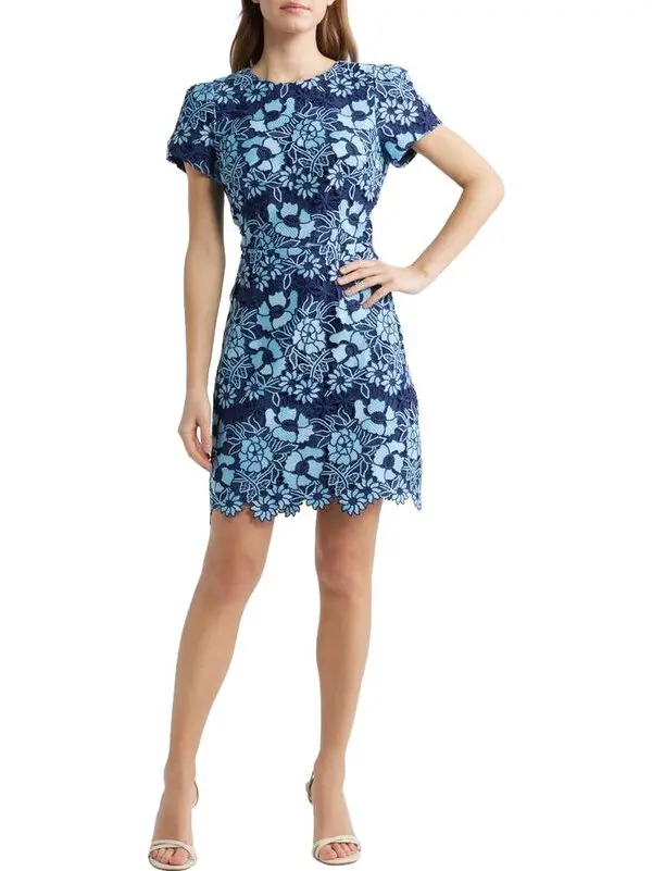 Sam Edelman Floral Embroidered Mini Dress - Denim
