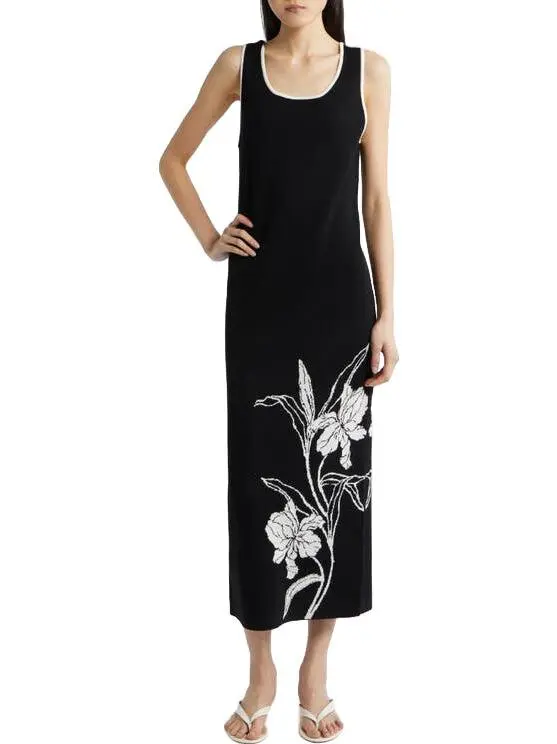 Sam Edelman Floral Knit Maxi Dress - Black