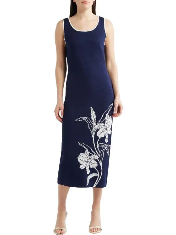 Sam Edelman Floral Knit Maxi Dress - Navy