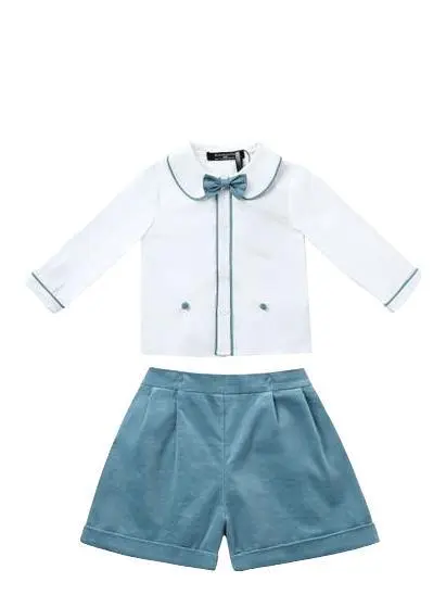 MOUSTACHE Formal Shirt And Shorts Set - Light Blue