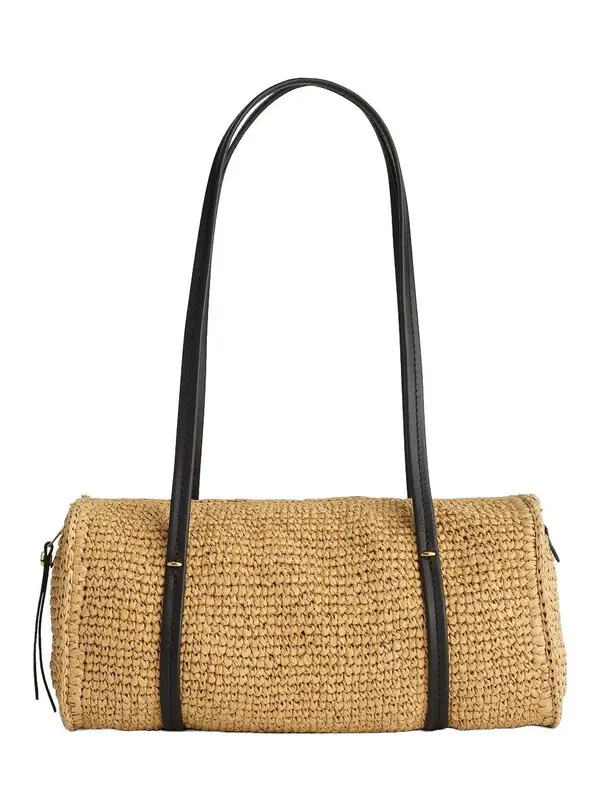 Madewell Woven Raffia Shoulder Bag - True Black Multi