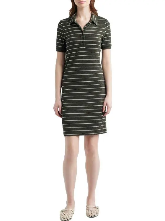 Rag & Bone Knit Stripe Polo Dress - Army