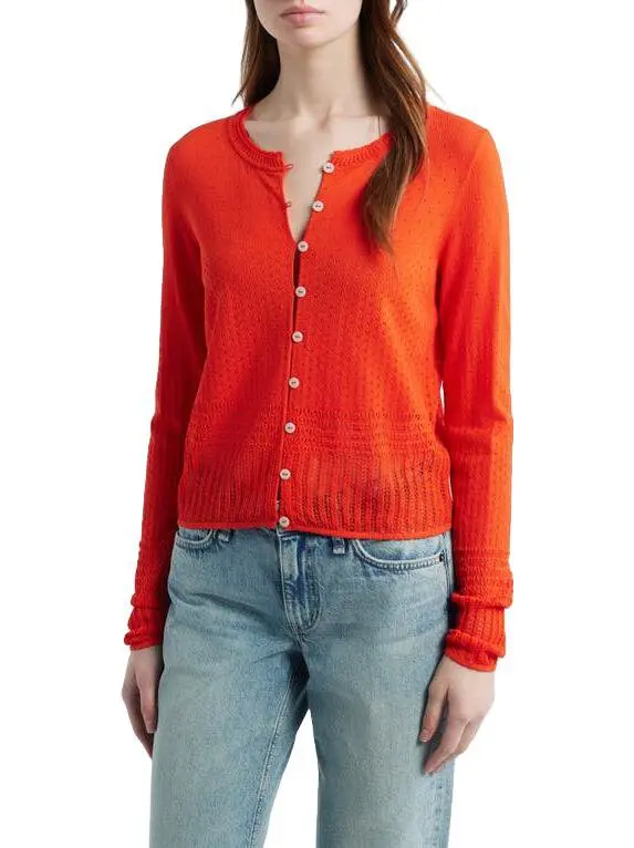 Rag & Bone Michelle Pointelle Cardigan - Red