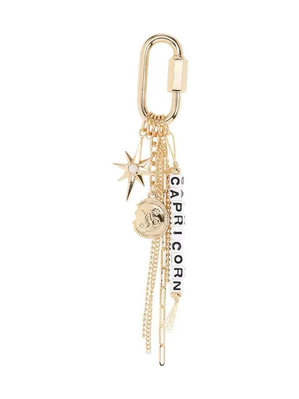 Chelsea28 Zodiac Bead Bag Charm - Capricorn- White Multi- Gold