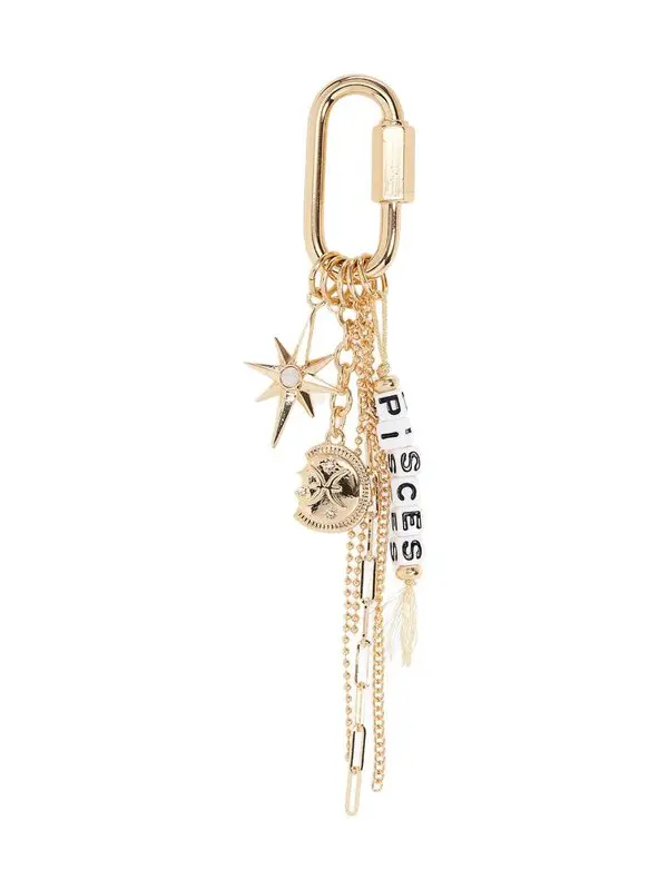 Chelsea28 Zodiac Bead Bag Charm - Pisces- White Multi- Gold
