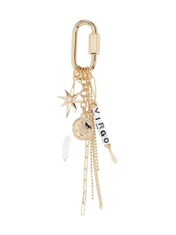 Chelsea28 Zodiac Bead Bag Charm - Virgo- White Multi- Gold
