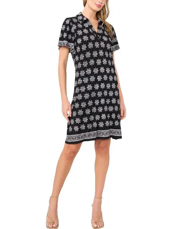 CECE DUPRAZ Printed Polo Dress - Rich Black