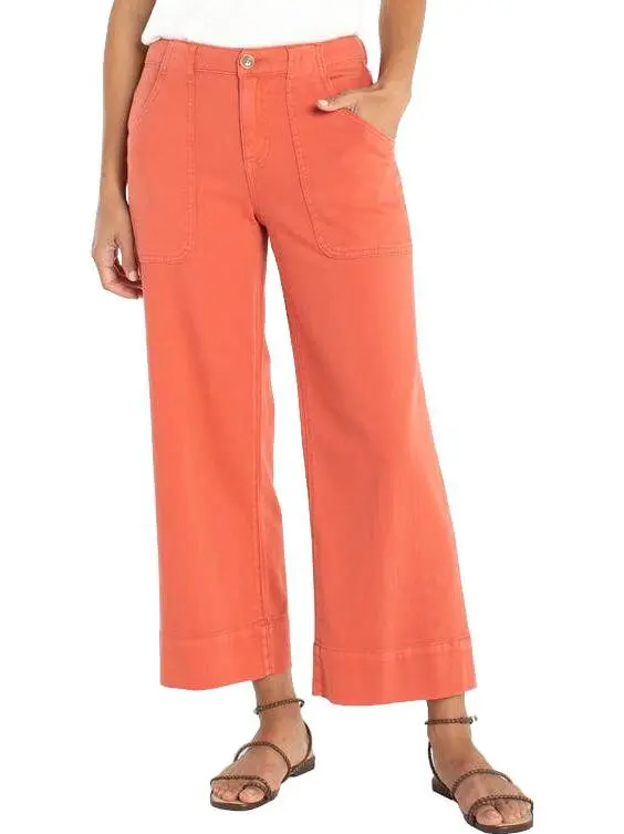 LIVERPOOL Stride High Waist Crop Wide Leg Utility Pants - Red Clay
