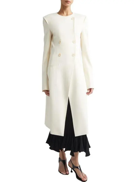 Proenza Schouler Double-breasted Satin-back Crepe Cutaway Coat - Ecru