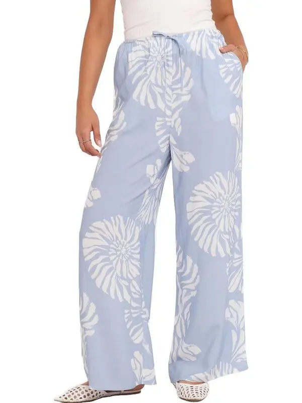 PETAL & PUP Wide Leg Drawstring Pants - Shell Print