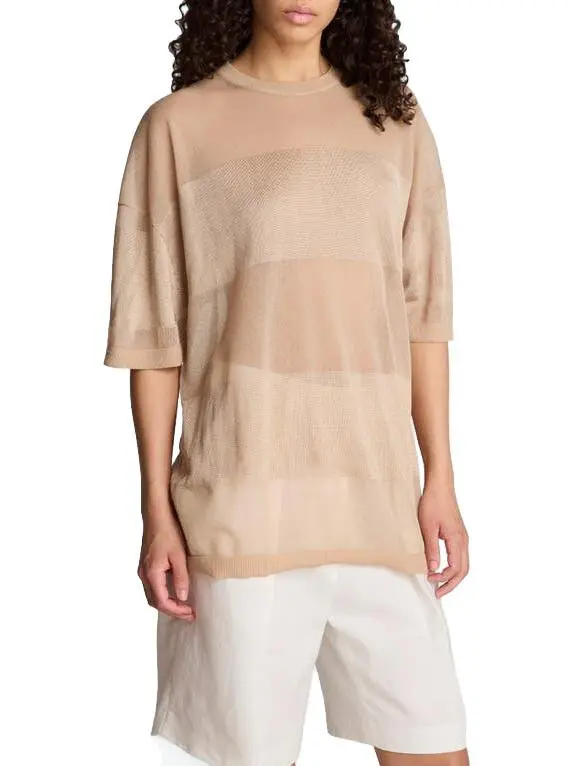 KENNETH COLE Semisheer Metallic Relaxed-fit Sweater - Timeless Taupe