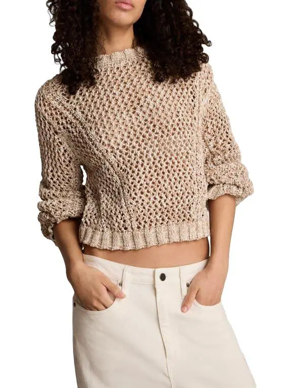 KENNETH COLE Two Tone Open Stitch Cotton Blend Sweater - Taupe