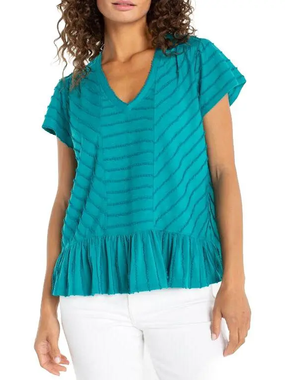 LIVERPOOL Texture Peplum Top - Teal Tide