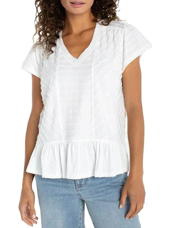 LIVERPOOL Texture Peplum Top - White