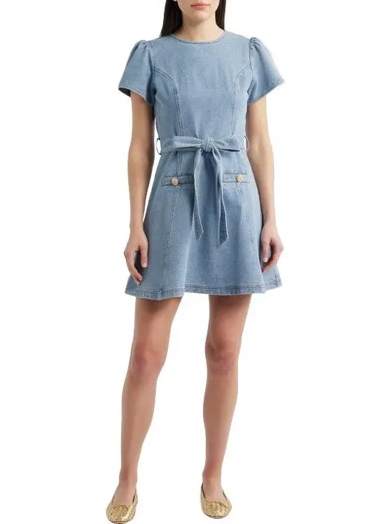 ZOE AND CLAIRE Textured Mini Dress - Denim