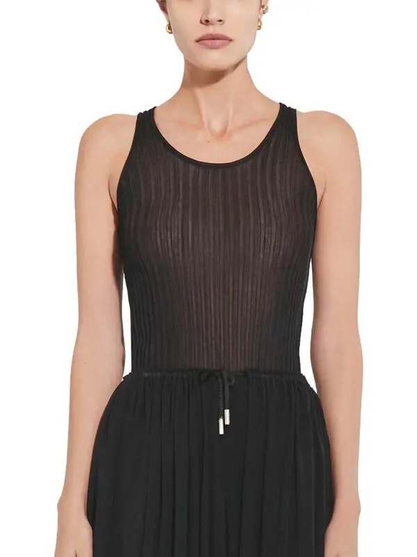 Co Sheer Ribbed Viscose Tank Top - Black