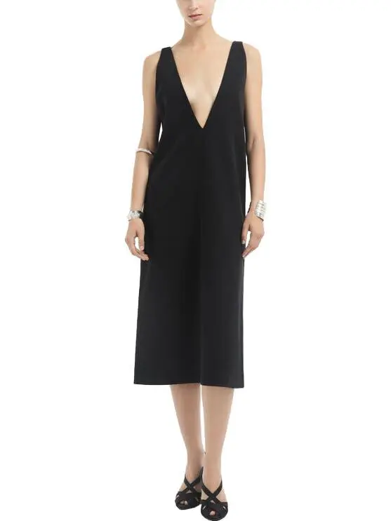 Co Sleeveless V-neck Midi Dress - Black
