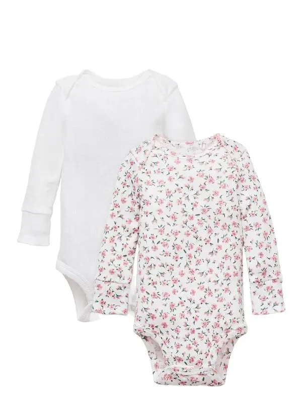 PETITE PLUME Set Of 2 Pima Cotton Pointelle Knit Bodysuits - Pink