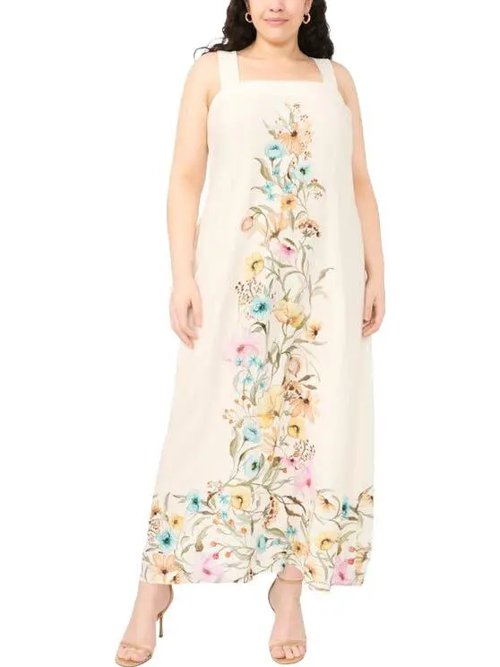 Vince Camuto Floral Print Sleeveless Maxi Dress - Antique White