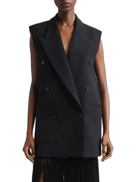 Michael Kors Frayed Double-breasted Wool Gabardine Vest - Black