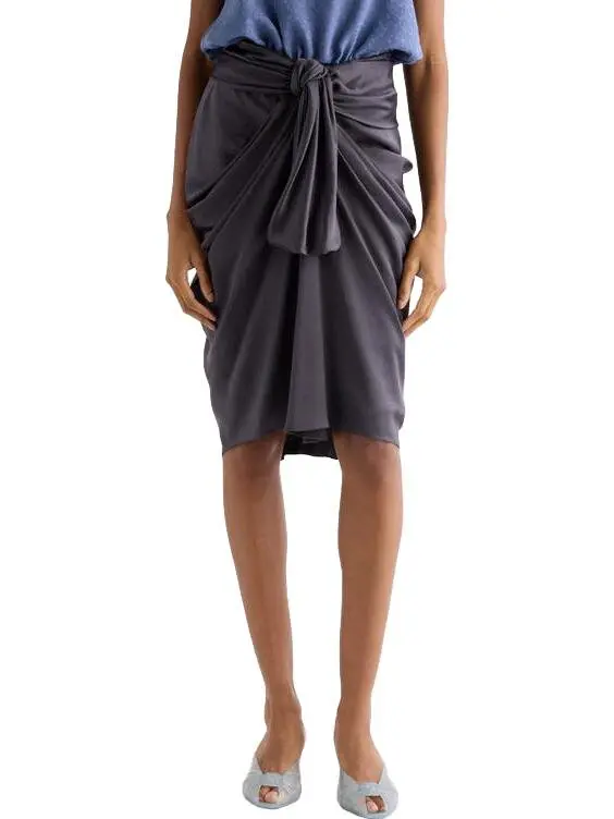 Chloé Gathered Organic Silk Satin Skirt - Almost Black