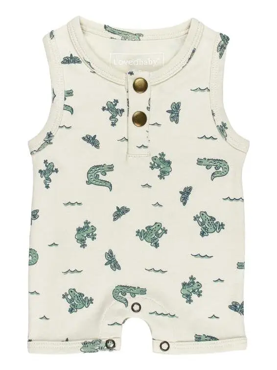 L'OVEDBABY Sleeveless Organic Cotton Bubble Romper - Alligator