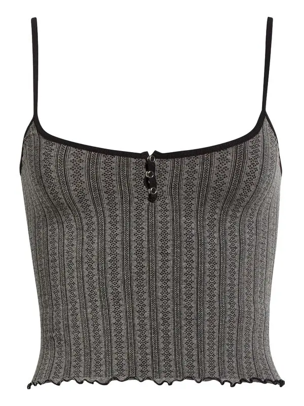 Free People Snap Into It Crop Pajama Henley Tank - Black