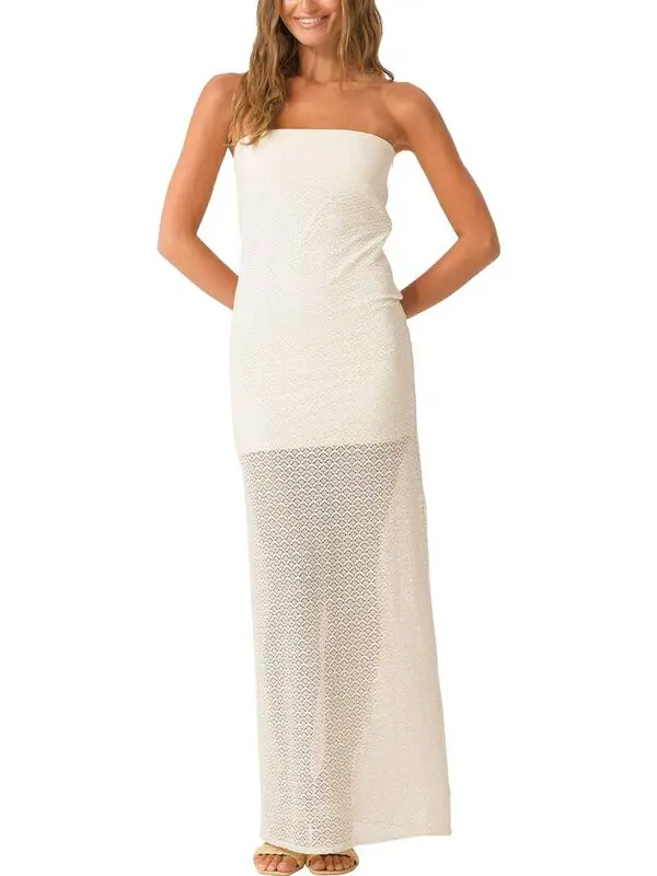 PQ Aura Strapless Cover-up Dress - Biscotti