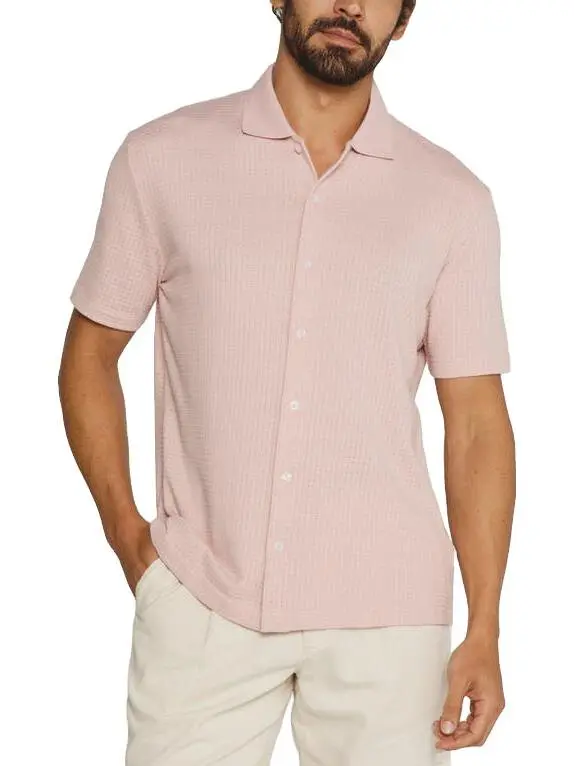 7 Diamonds Landry Waffle Knit Short Sleeve Button-up Shirt - Quartz