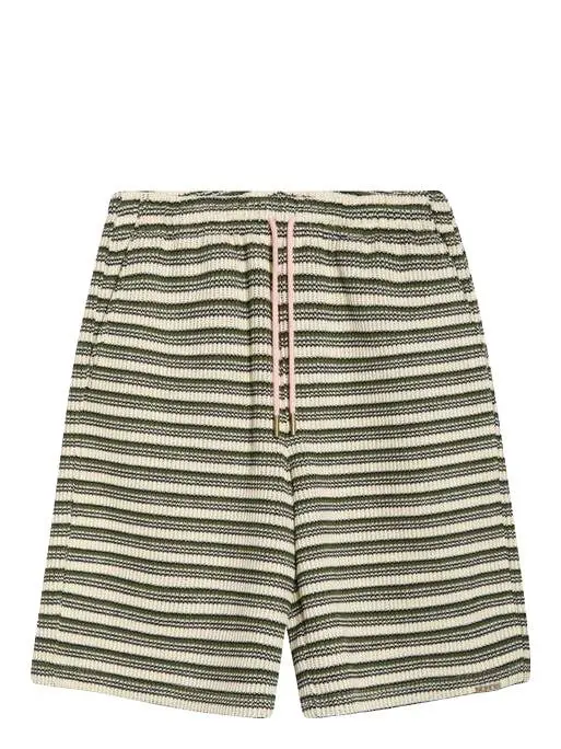 HONOR THE GIFT Speak Striped Knit Shorts - Olive