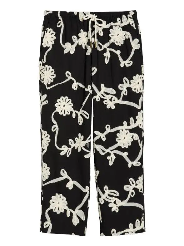 HONOR THE GIFT Floral Ribbon Ankle Pants - Black