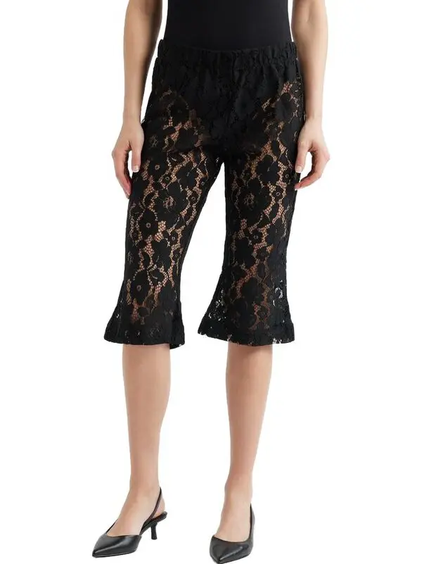 HIGH HEEL JUNGLE Isla Lace Capri Pants - Black
